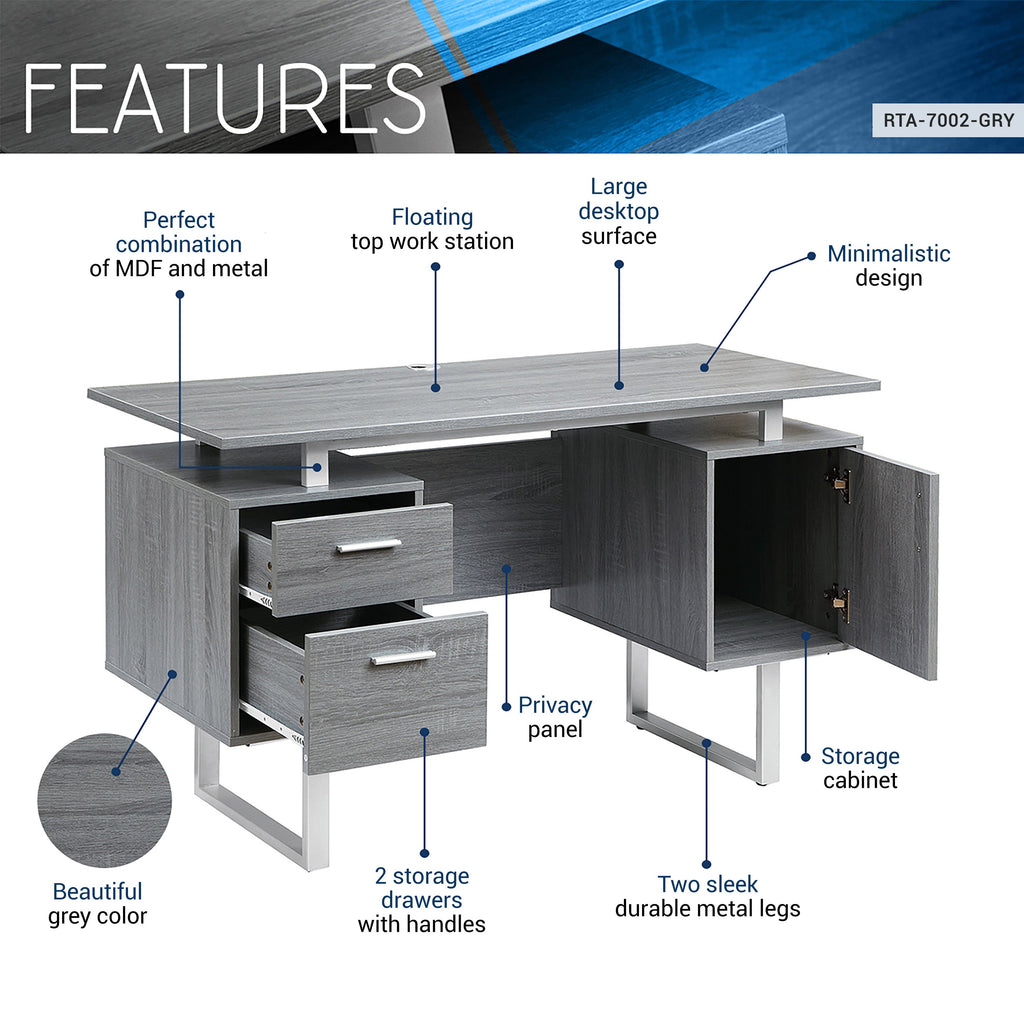 Modern Office Desk with Storage - Techni Mobili