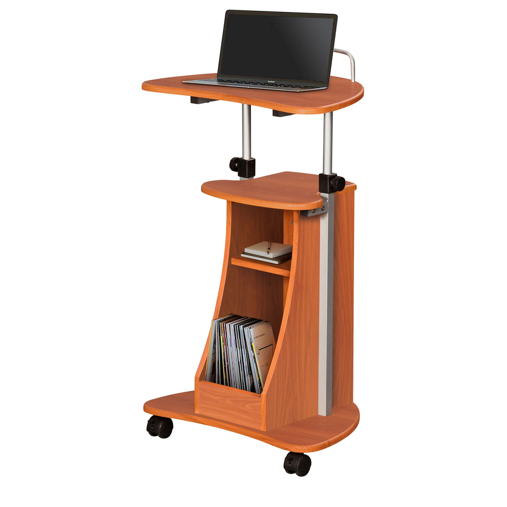 Sit-to-Stand Rolling Adjustable Height Laptop Cart With Storage ...